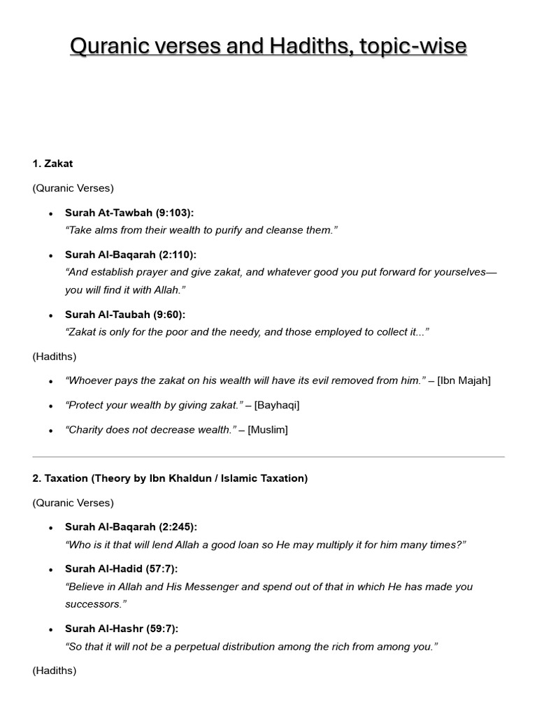 Quranic Verses and Hadiths | PDF | God In Islam | Surah