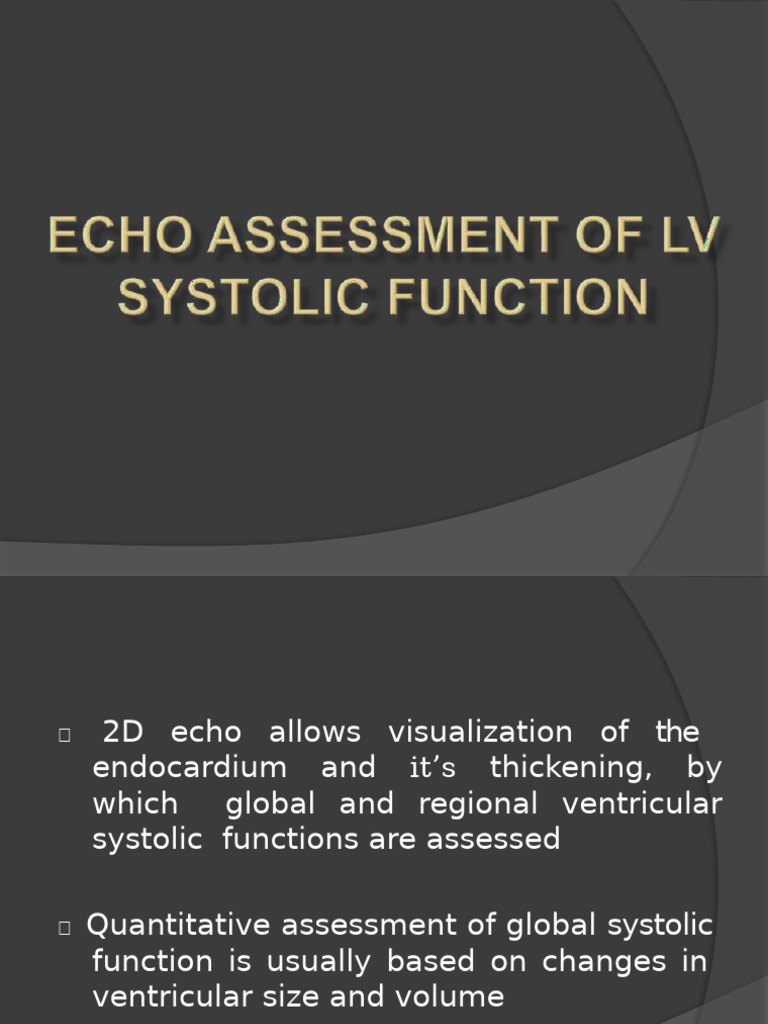 2D Echocardiography: Assessing LV Function | PDF | Ejection Fraction ...