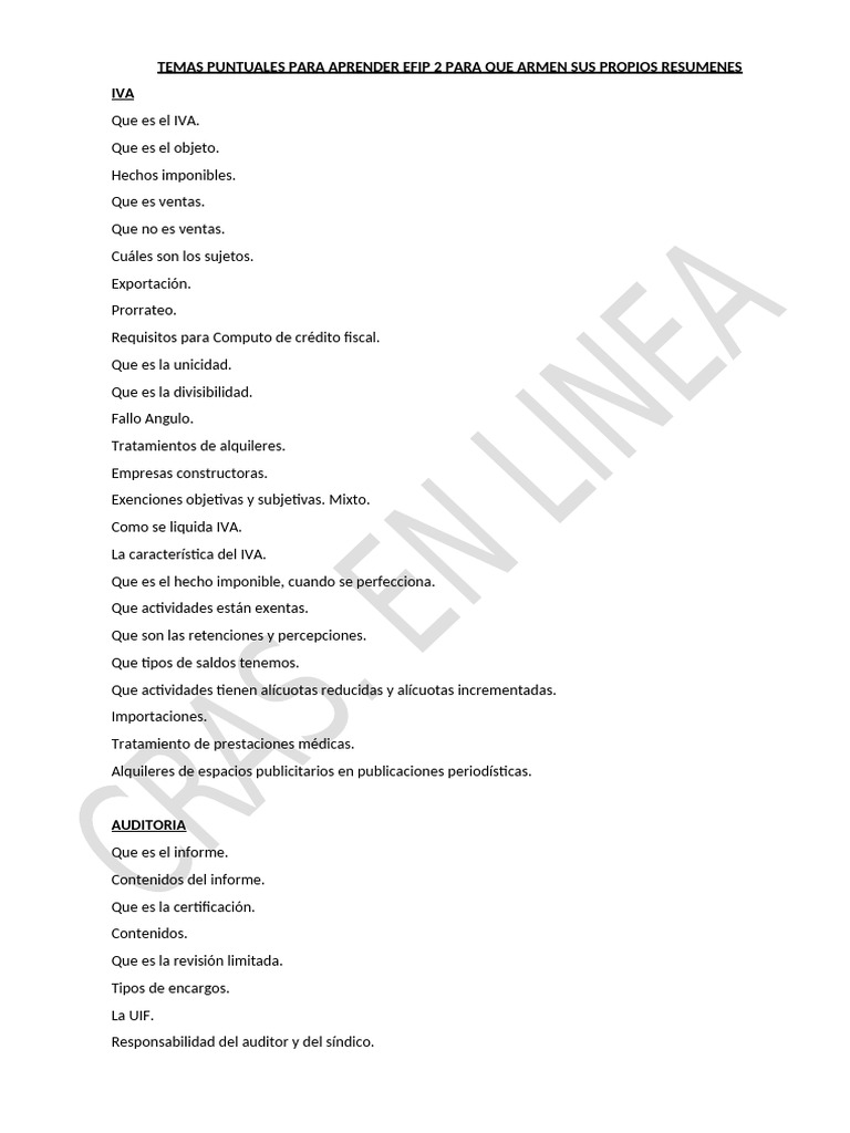 Temas Clave para Aprender EFIP 2 | PDF | Impuesto al valor agregado ...