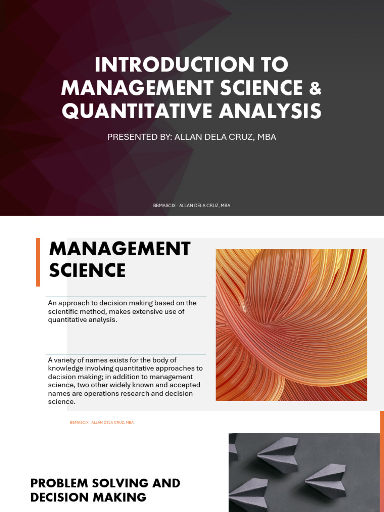 Management Science & Quantitative Analysis | PDF | Data | Decision Making
