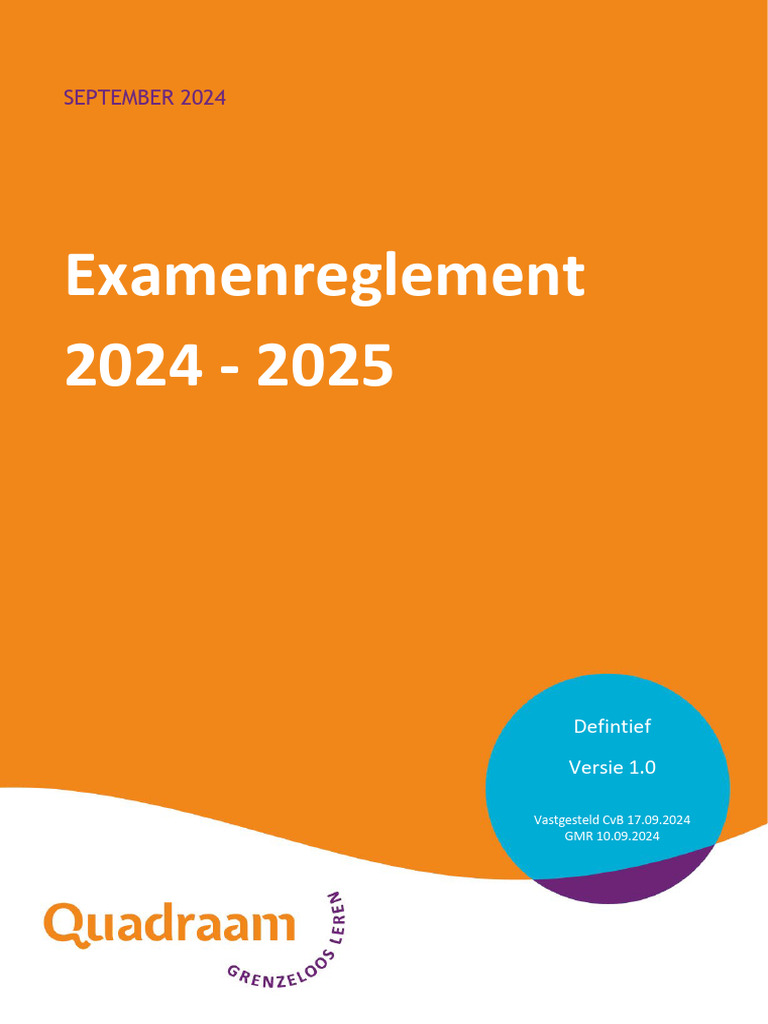 Vastgesteld Quadraam Examenreglement Quadraam Schooljaar 2024 2025 1.0 ...
