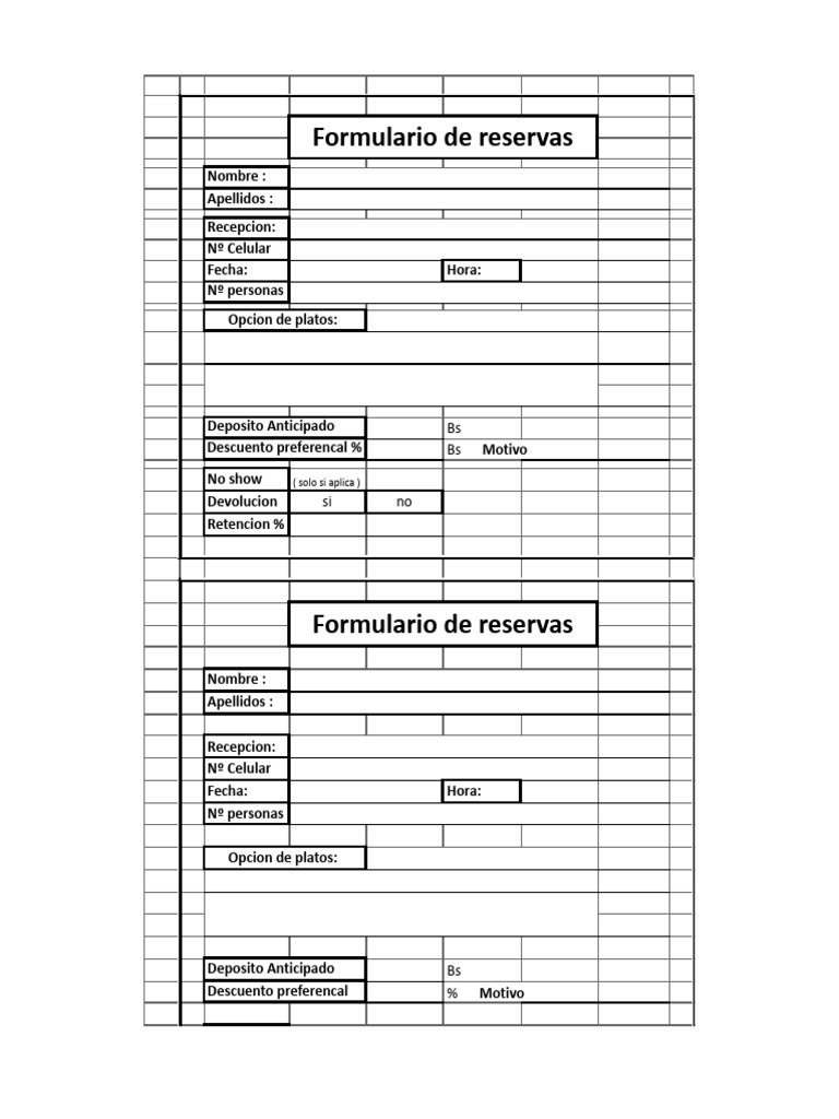 Formulario de Reserva de Eventos | PDF
