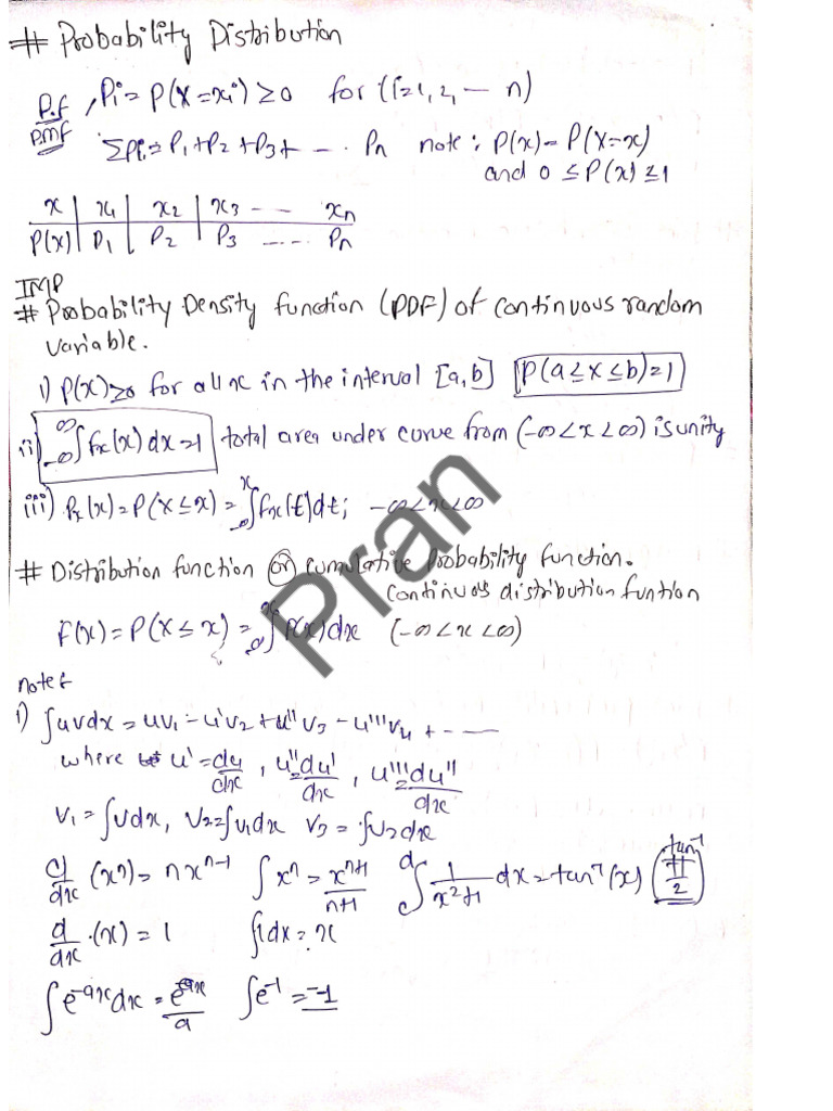 Probability and Statistics Formula Pran | PDF
