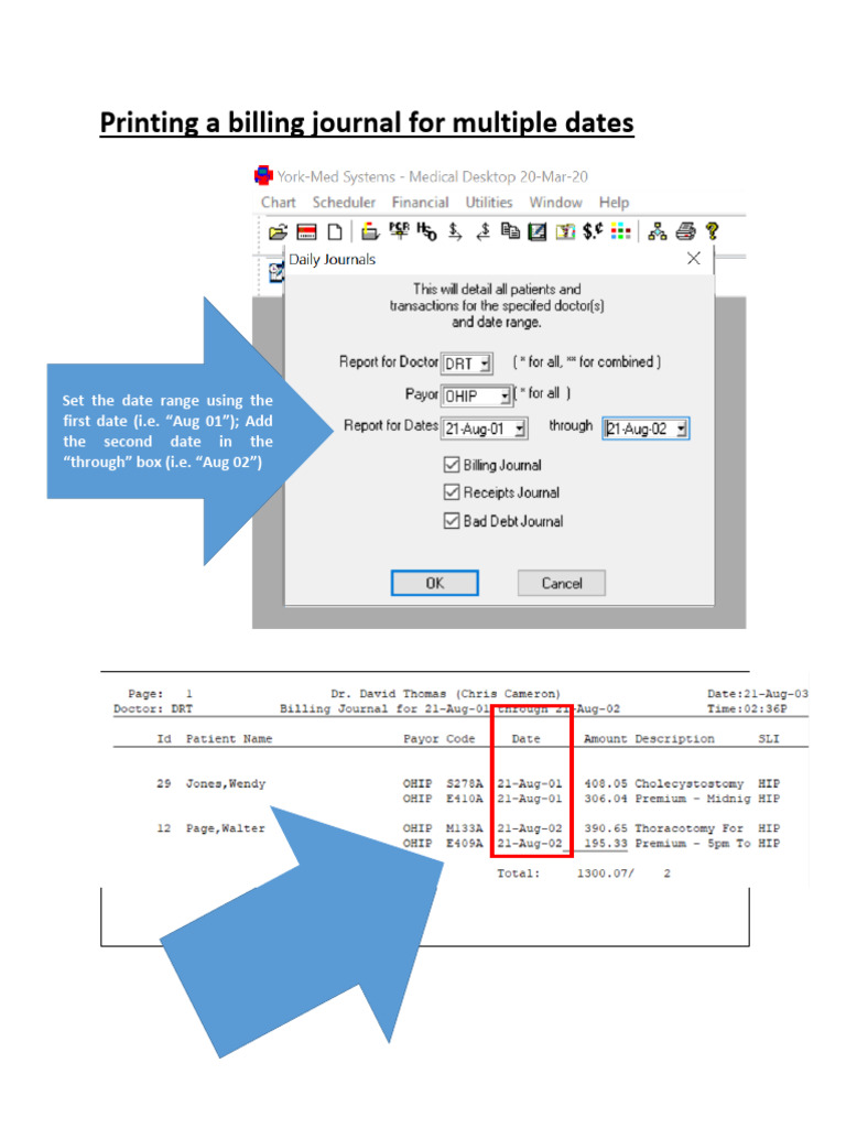 Printing A Billing Journal For Multiple Dates - S2021 | PDF