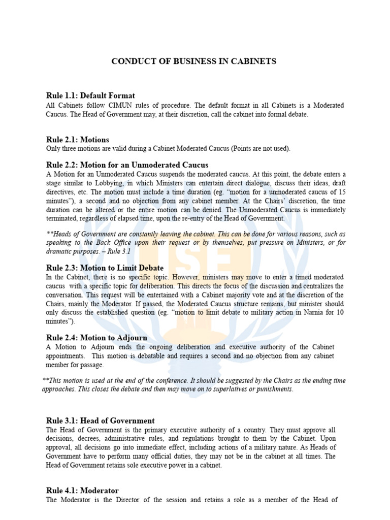 Cabinet Rules of Procedure | PDF | Espionage | Cabinet (Government)