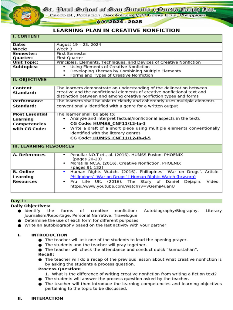 LP - Creative Nonfiction - WK 3 | PDF | Creative Nonfiction | Essays