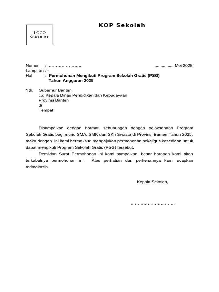 Surat Permohonan PSG | PDF