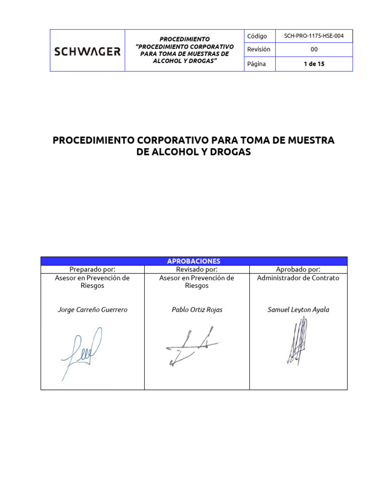 PROCEDIMIENTO AyD Schwager v2 | PDF | La dependencia de sustancias | Drogas