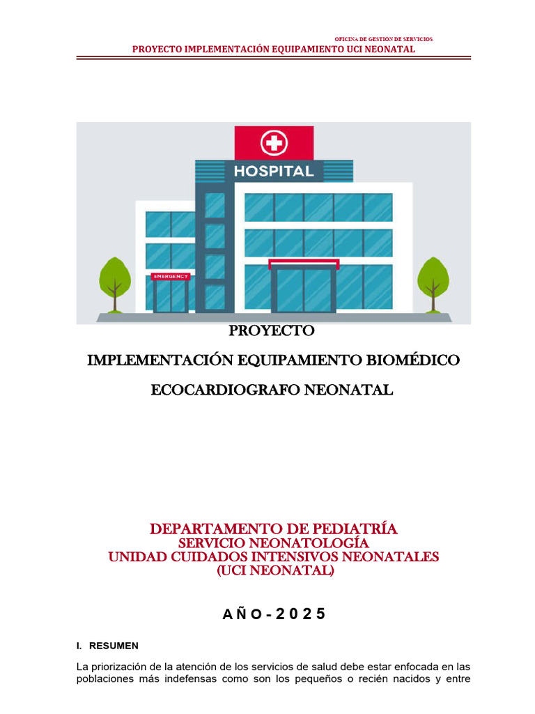 Proyecto Implementacion Ecocardiografo Hospital | PDF | Defecto ...