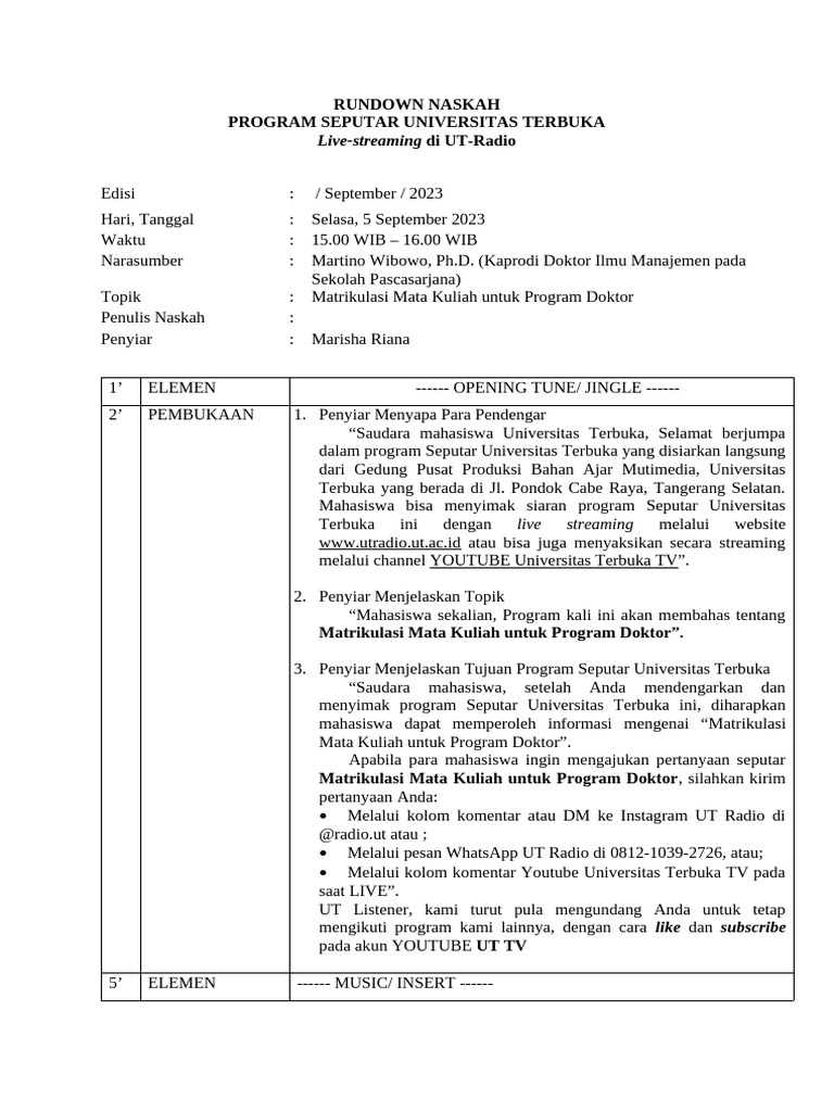 Matrikulasi Program Doktor UT 2023 | PDF