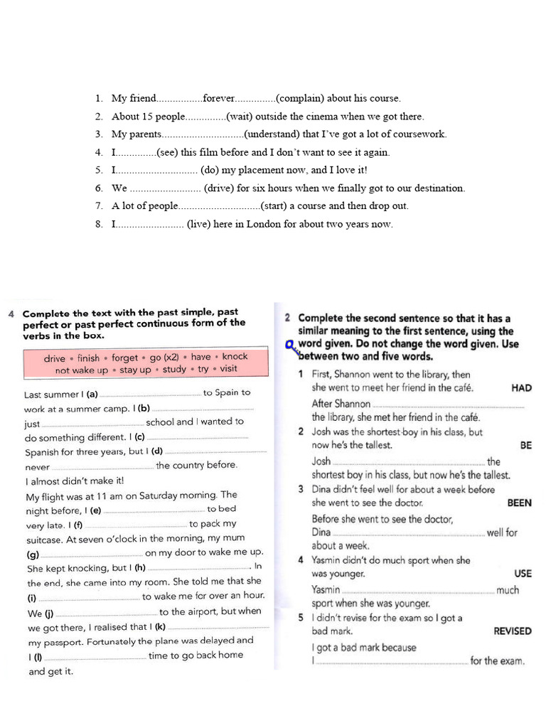 Present and Past Tenses - Revision Units 1-2 (Gateway B2) | PDF