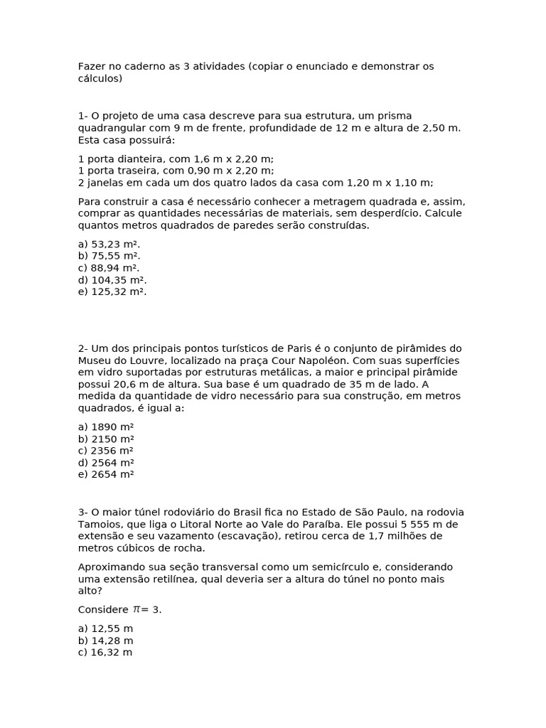 Atividade Sólidos Geometricos - 3 Edifica Enunciados | PDF