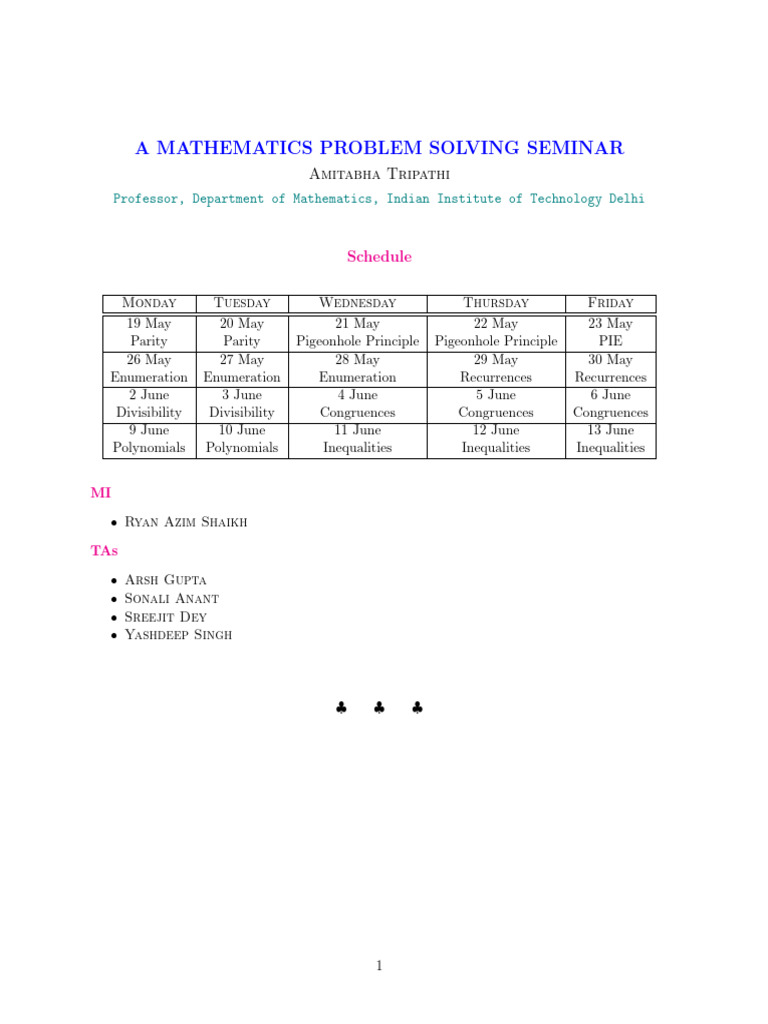 Problem Seminar - Tripathi | PDF
