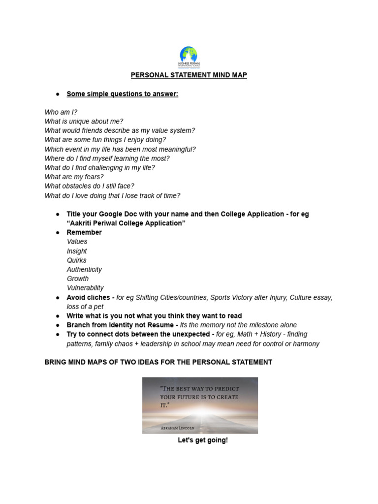 Personal Statement Mind Map[1] | PDF