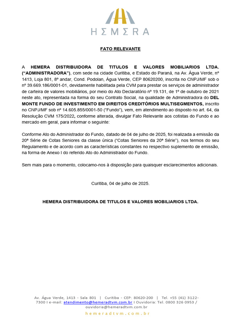 Fato Relevante DEL MONTE | PDF