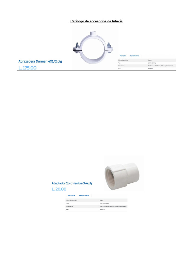 Catálogo de Accesorios de Tubería | PDF