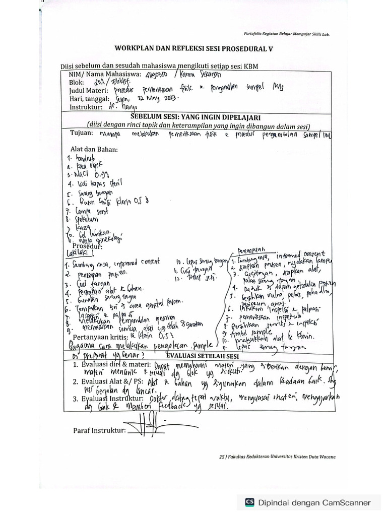 2M - SL Prosedur Pemeriksaan Fisik Dan Pengambilan Sampel IMS - 41190350 - Karina Sekarjati | PDF