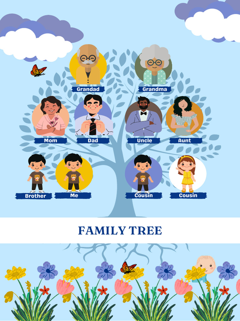 Blue Illustrated Family Tree Poster PDF | PDF
