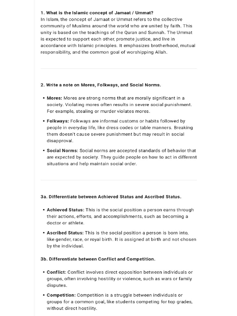 Sociology Short Solved | PDF
