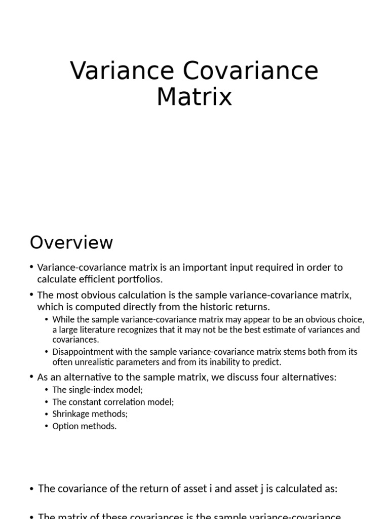 GMVP and Covariance Matrix Methods | PDF | Variance | Covariance Matrix