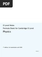 IGCSE Resources - Physics Formula Sheet (FINAL) | PDF | Force | Volt