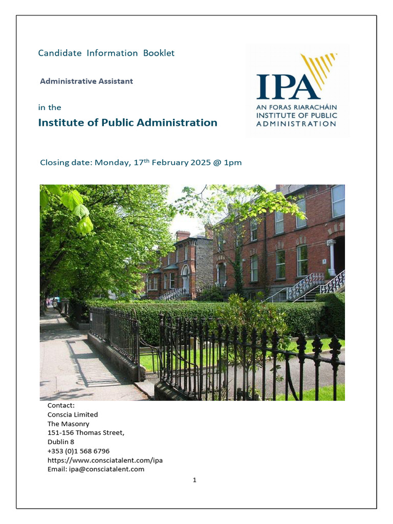 Candidate Information Booklet g6 Admin Assistant Jan 2025 Whitaker ...