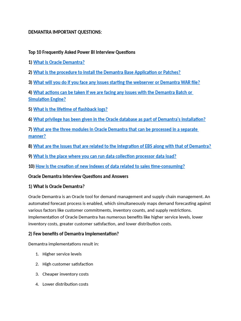 Demantra Important Questions | PDF | Databases | Backup