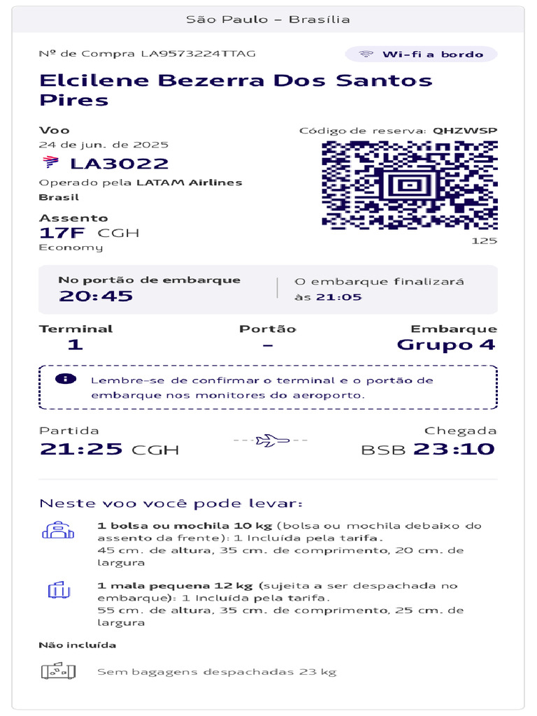 Cartão - de Embarque - Elcilene - B - LA3022 | PDF