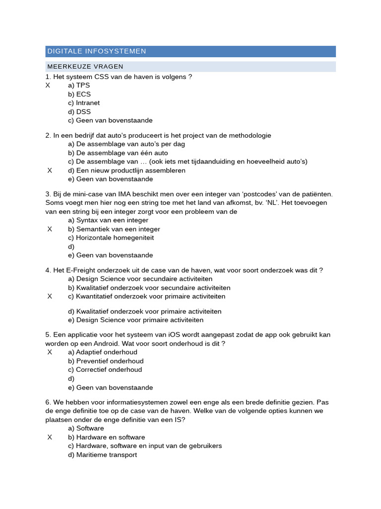 Examenvragen Digitale Informatiesystemen Januari 2015 | PDF