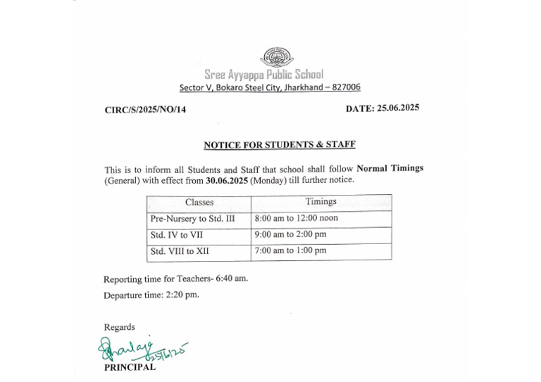 Notice For Students and Staff | PDF