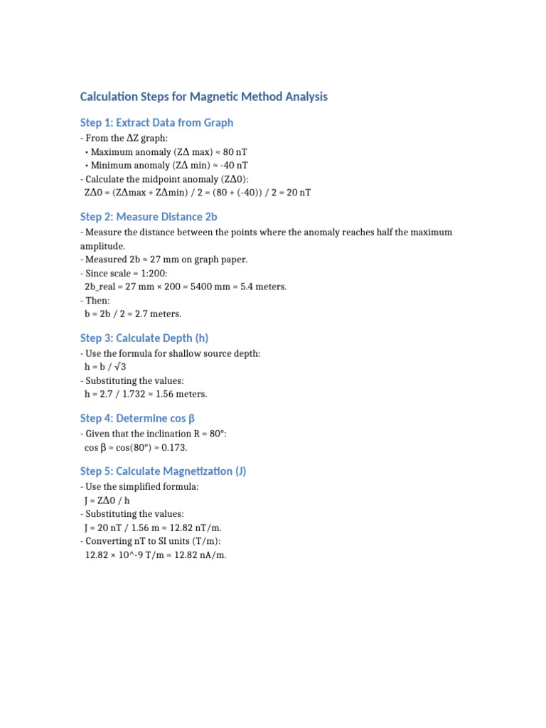 Calculation Steps Magnetic Method | PDF