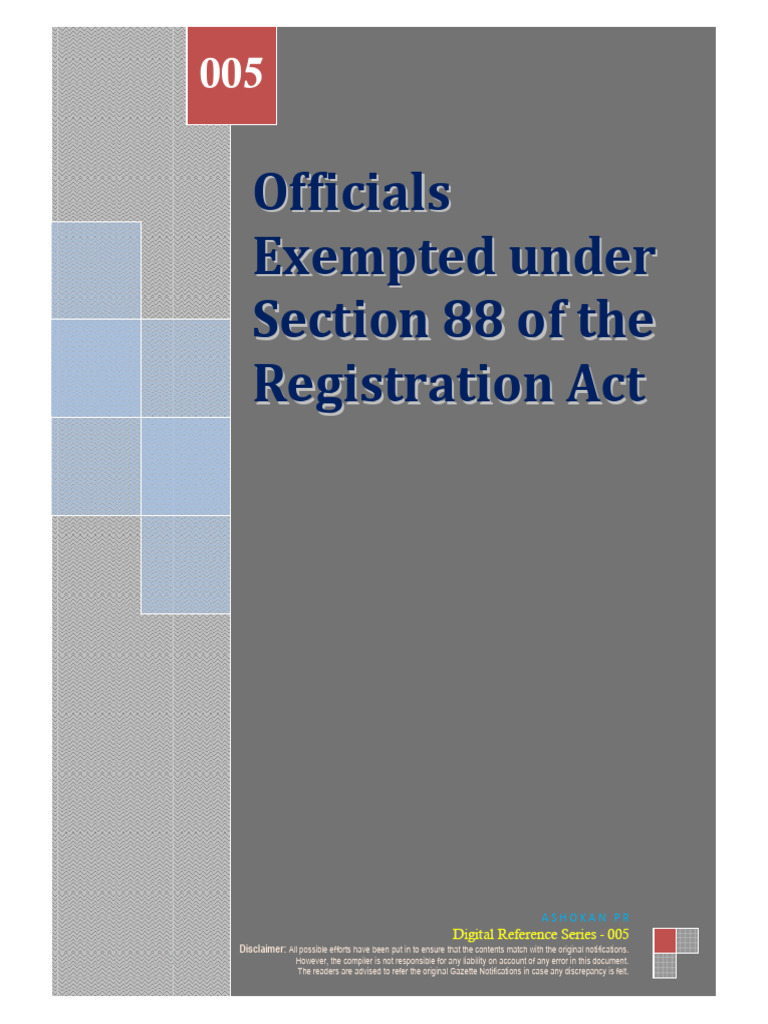 Exemptions Under Section 88 of Registration Act | PDF