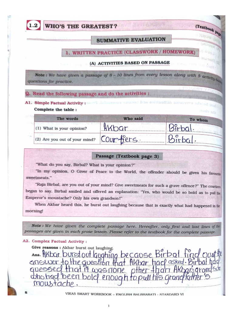 English 1.2 Class 6 | PDF