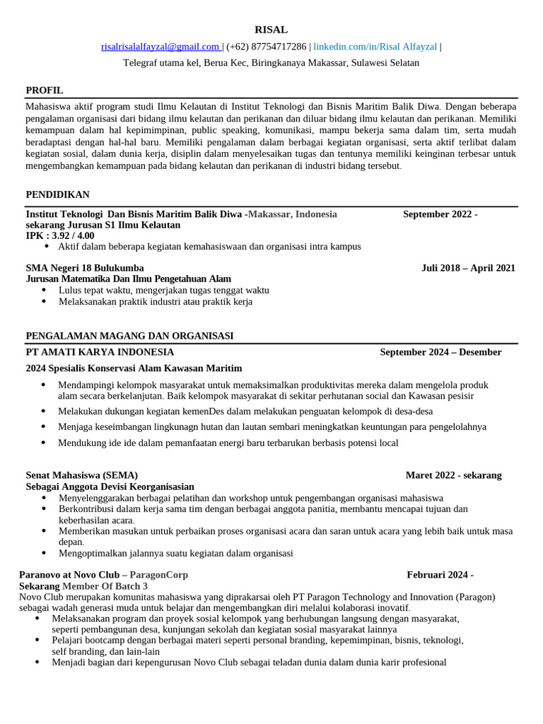 CV Risal Msib Kampus Merdeka 77777 2 | PDF