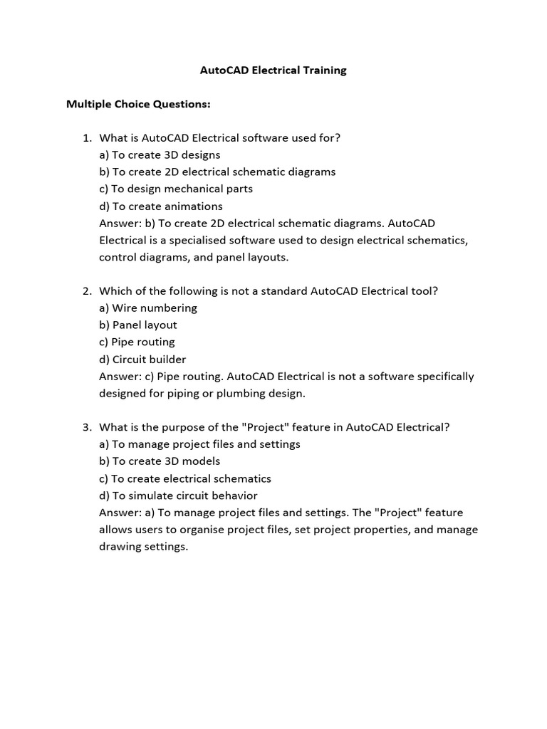 AutoCAD Electrical Training - Questions & Answers | PDF | Programmable ...