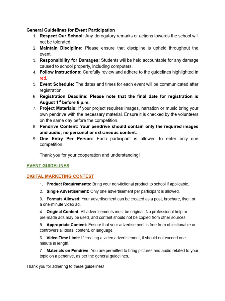 Event Participation Guidelines 2023 | PDF | Web Design | Computing