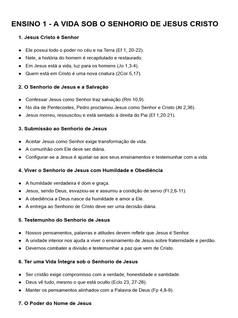 Senhorio de Jesus: Vida e Transformação | PDF