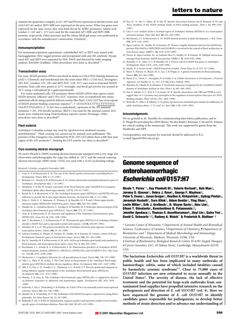 (2001) Secuenciación ADN E. Coli EDL 933 | PDF | Arabidopsis Thaliana | Complementary Dna