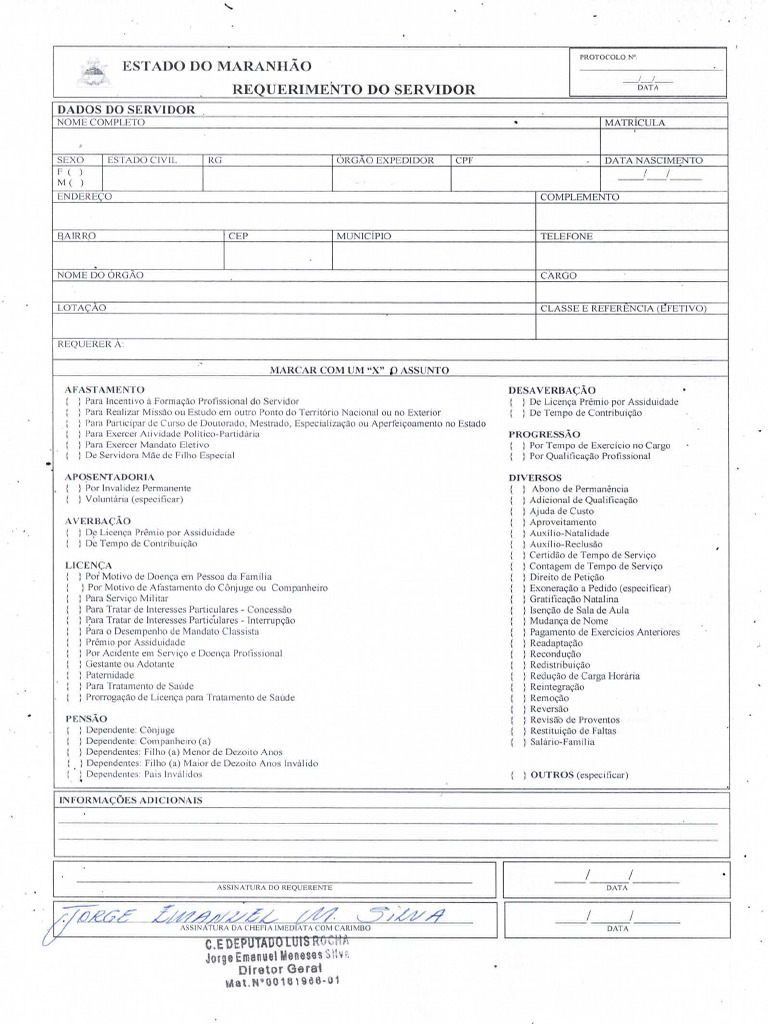 Requerimento Do Servidor - Assinado | PDF