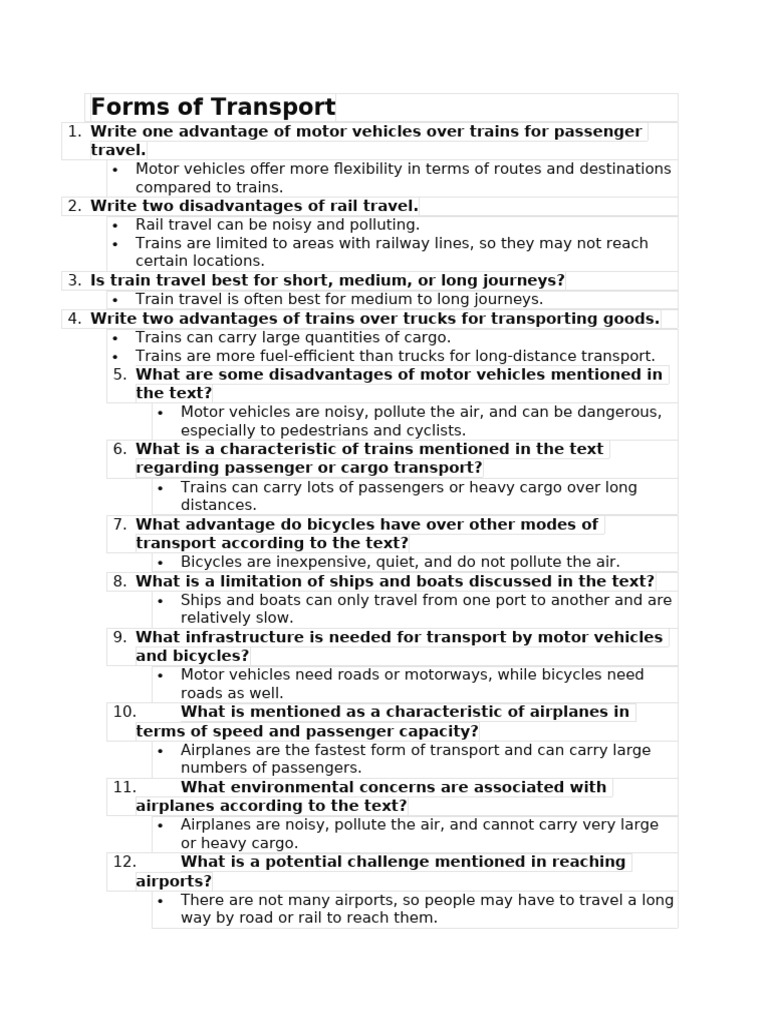 Geography Forms of Transport | PDF | Transport | Train