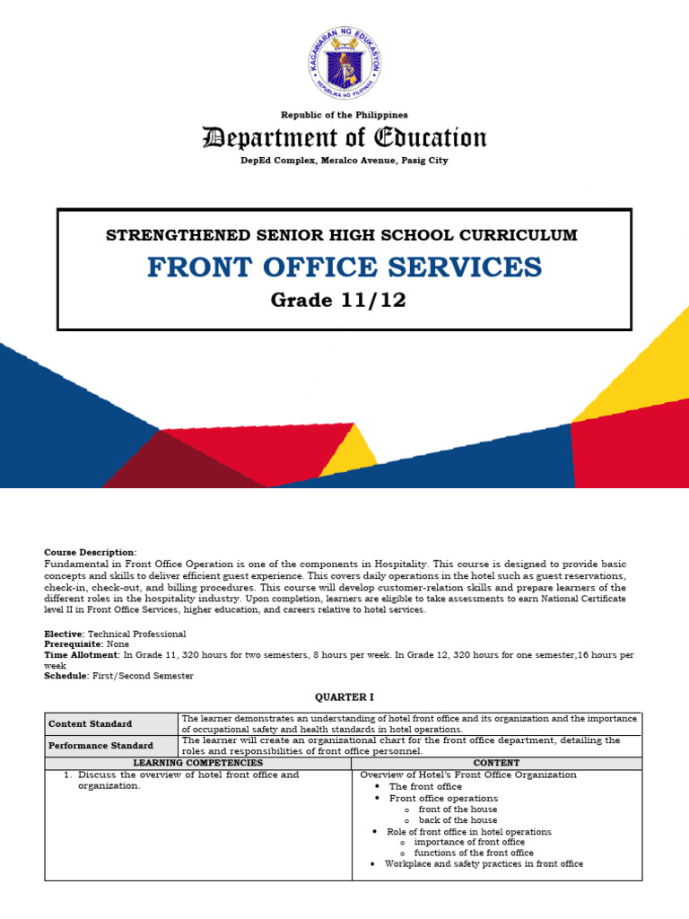 Front Office Services Curriculum Guide | PDF | Accounting | Payments