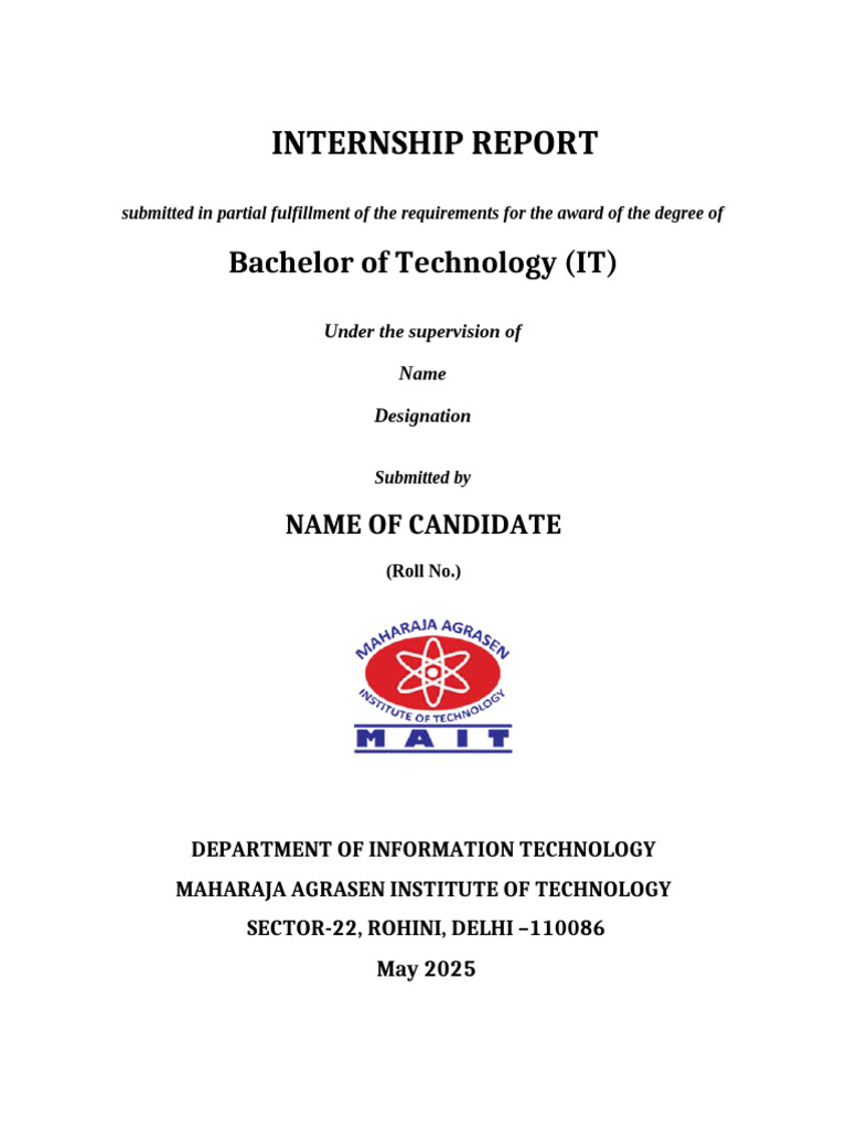 Internship Report - B.Tech IT 2025 | PDF | Skill