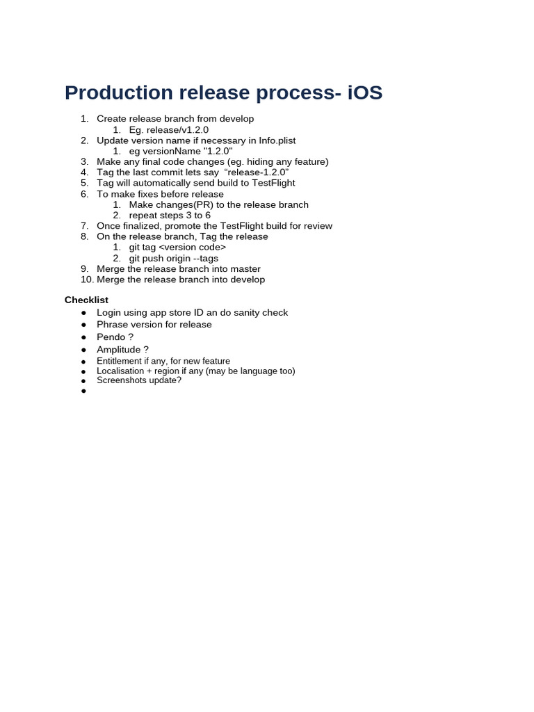 iOS Production Release Process Guide | PDF