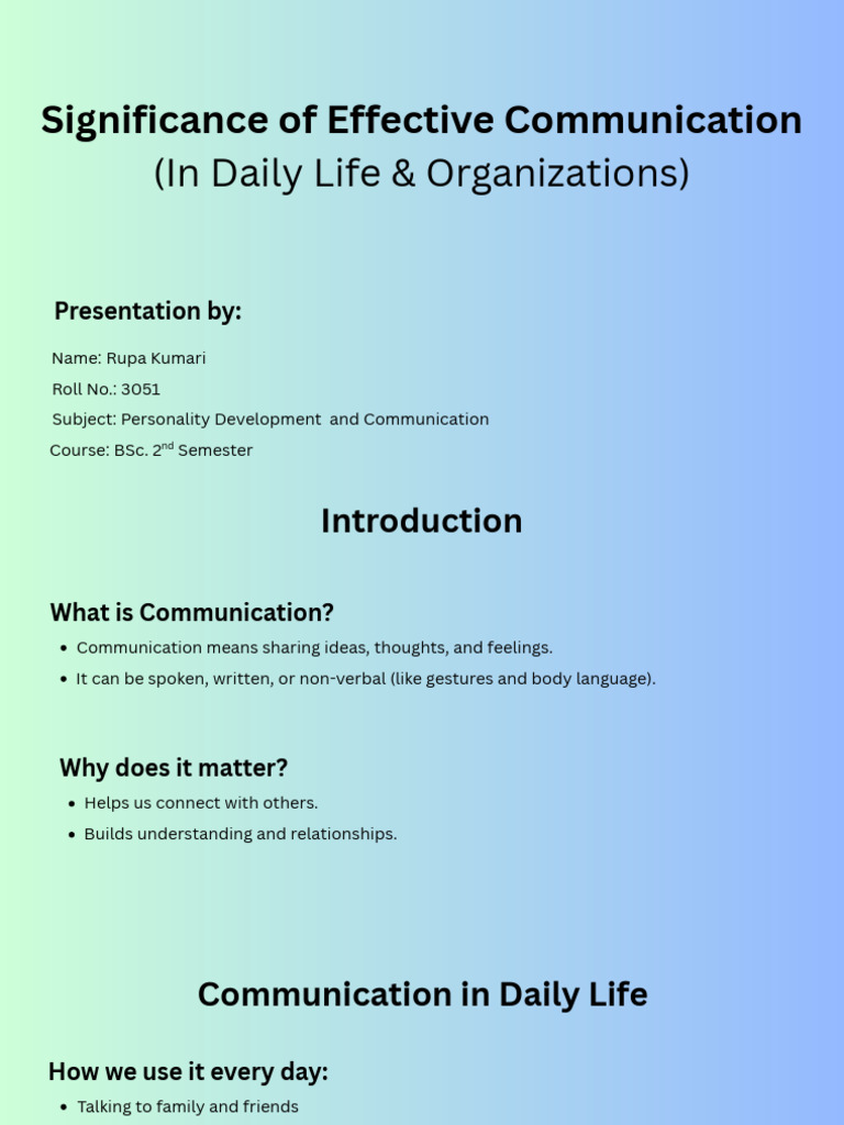 Significance of Effective Communication (In Daily Life & Organizations ...
