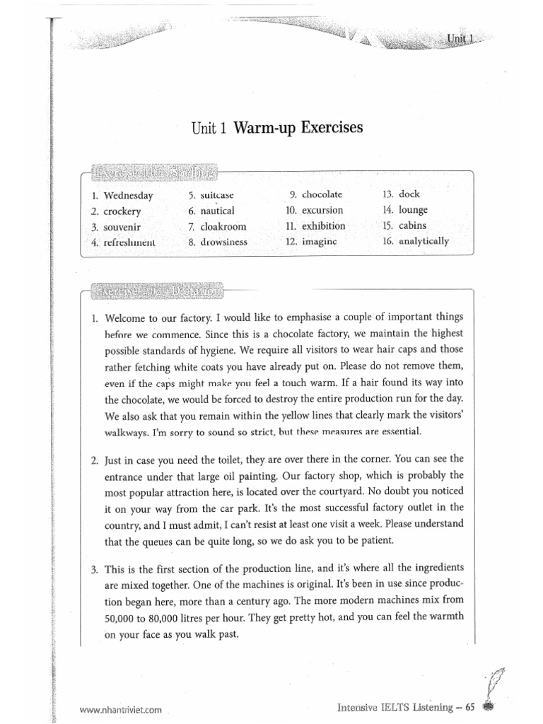 Ielts Intensive - Scripts Unit 1 | PDF