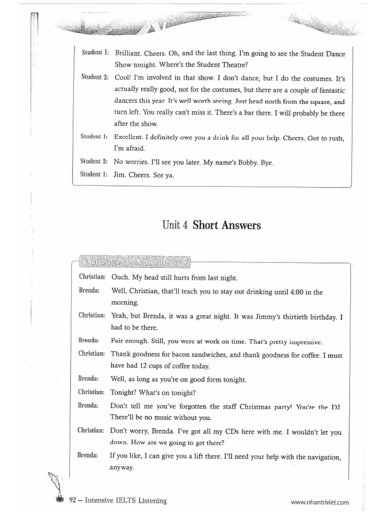 Ielts Intensive - Scripts Unit 4 | PDF