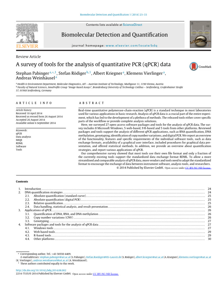 A Survey of Tools For The Analysis of Quantitative PCR (QPCR) Data ...