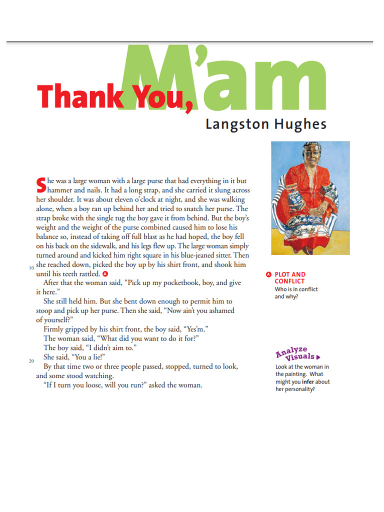 Thank You Maam by Langston Hughes | PDF