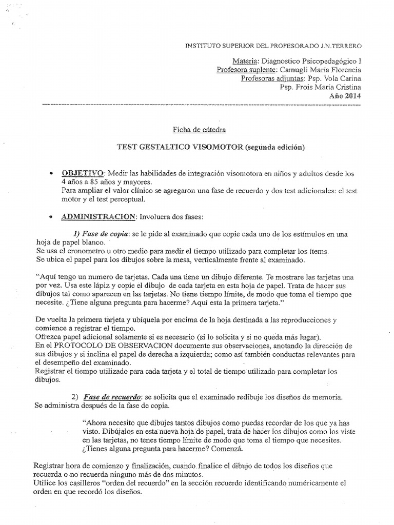 Ficha de Catedra Bender II | PDF