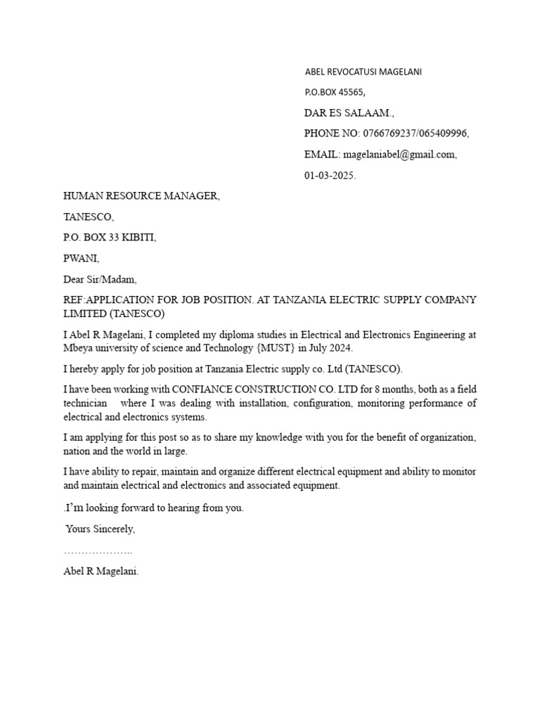Application Letter | PDF